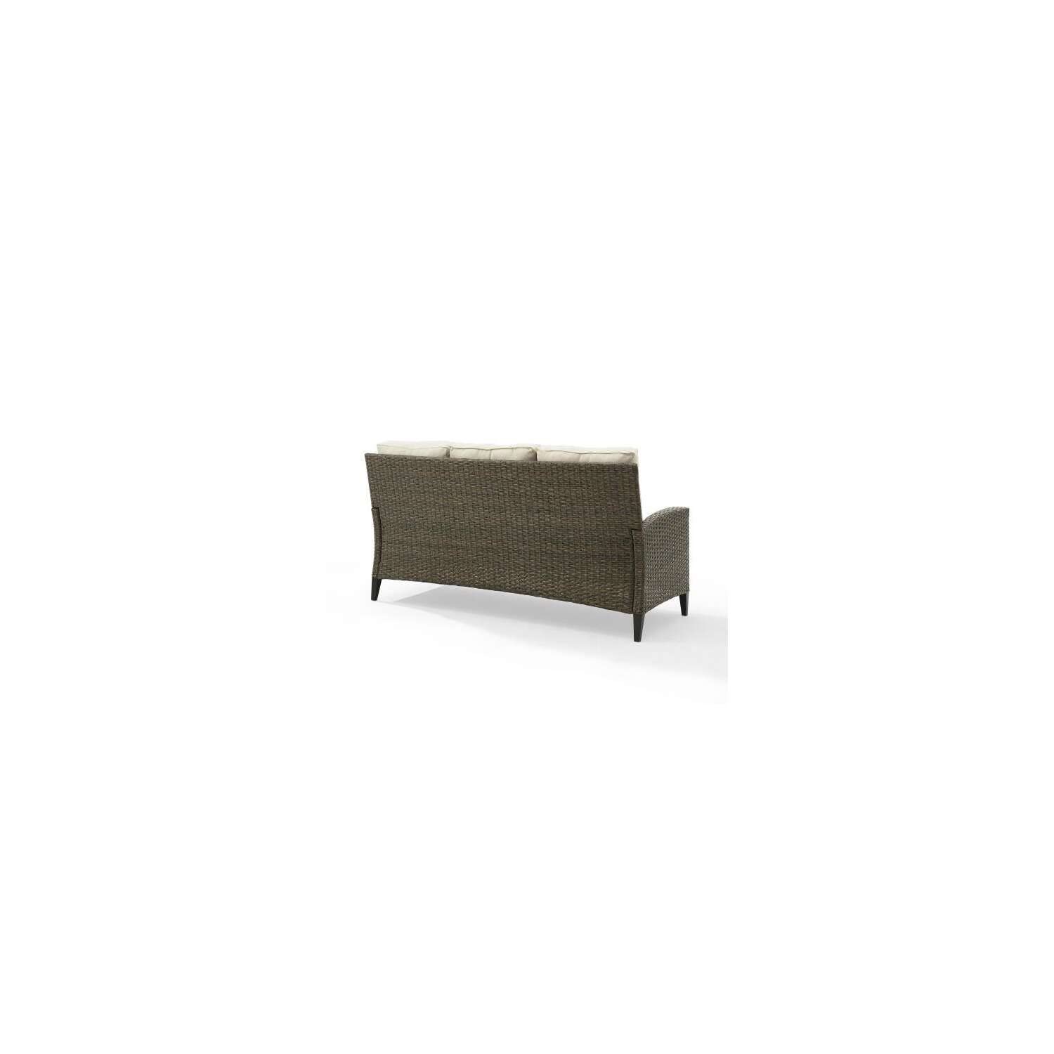 HonmeStock Urban Oasis Plush Upholstery Fabric Classic Outdoor Wicker High Back Sofa Oatmeal/Light Brown - 28" D x 77.13" W x 37.5" H