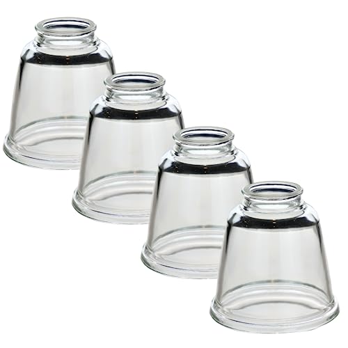 LIGHTACCENT Clear Glass Ceiling Fan Light Covers, Glass Lamp Shade Replacement for Ceiling Fans with Lights, Ceiling Fan Globe Replacement, Fan Light Cover, Black Light, 4-Pack Set of 4