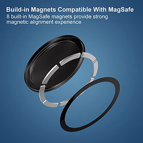 Tomorotec Removable Magnetic Base Compatible with Collapsible Phone Grip Holder Ring Stand, Magnetic Case Wireless Charging Compatible with iPhone 12, Phone Grip Not Included (Black)
