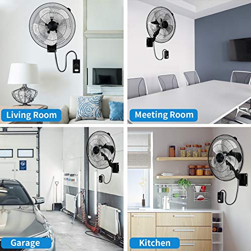 Simple Deluxe 18 Inch Household Commercial Wall Mount Fan 1 Pack,Black