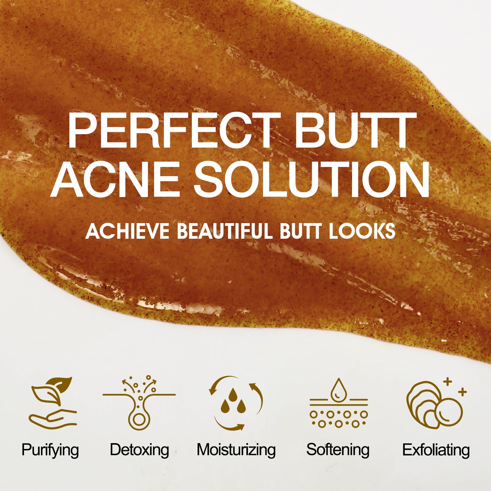 Butt Scrub Wash, Butt Scrub Exfoliator with Turmeric & Centella for Butt Acne Clearing Treatment, Booty Scrub Body Exfoliator for Thigh Acne, Ingrown Hair, Bikini, Razor bump, Cellulite Clearing