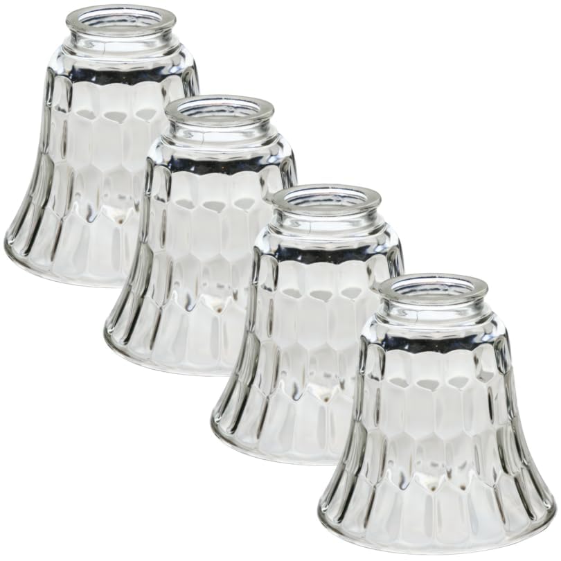 LIGHTACCENTS Ceiling Fan Light Covers For Ceiling Fan Light Kit - Clear Wave Glass Shade Light Covers For Ceiling Lights Fixture Replacement Globes & Shades Ceiling Fan Globe Replacement (4-pack)