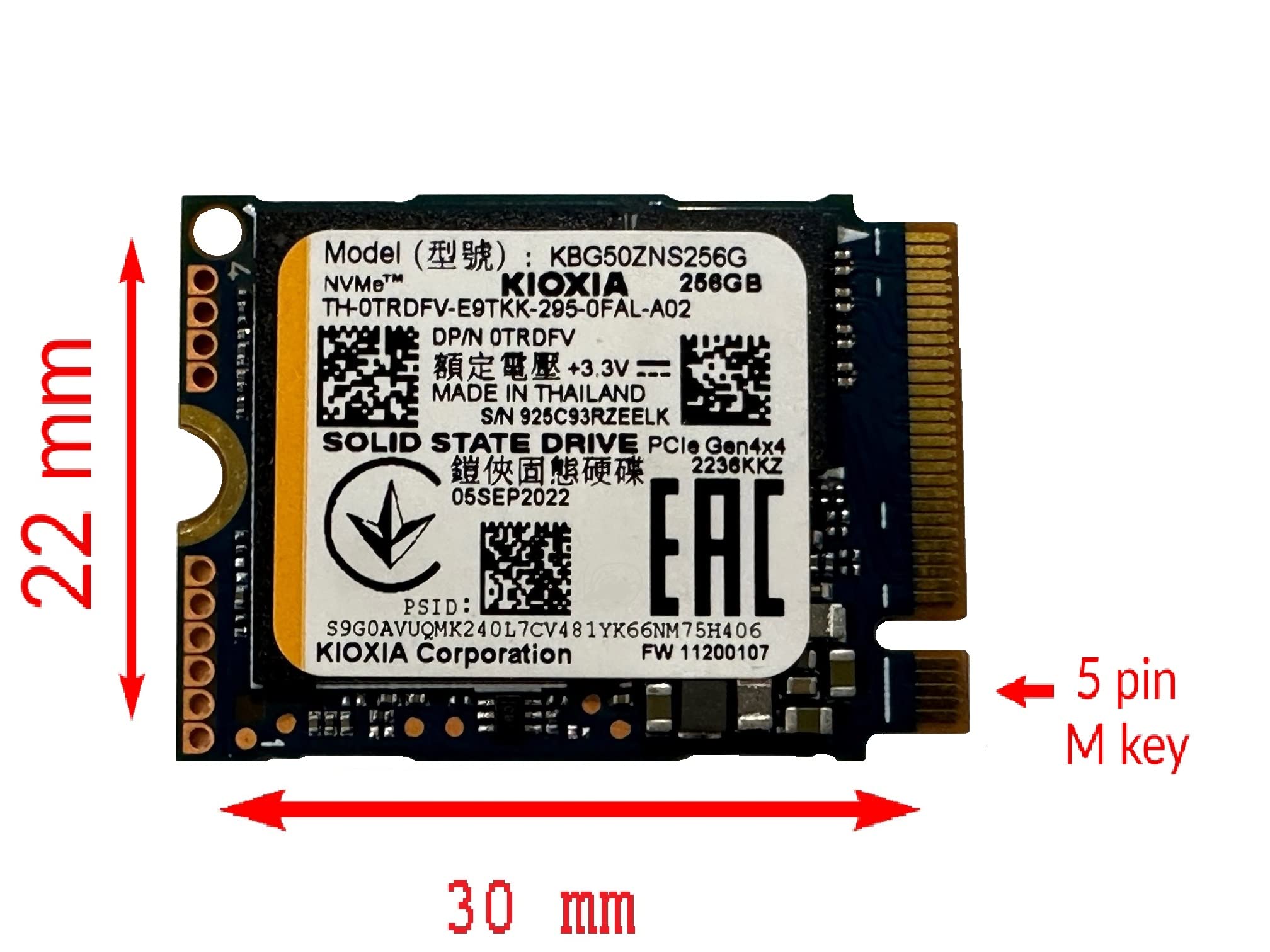 OEM Kioxia 256GB M.2 PCI-e NVME SSD Internal Solid State Drive 30mm 2230 Form Factor M Key Steam Deck