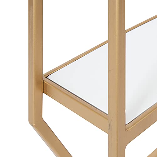 Kate and Laurel Adela Modern Octagon Wall Shelf, 18.25 x 7.5 x 41, White and Gold, Glam 4-Tier Shelf for Storage and Display