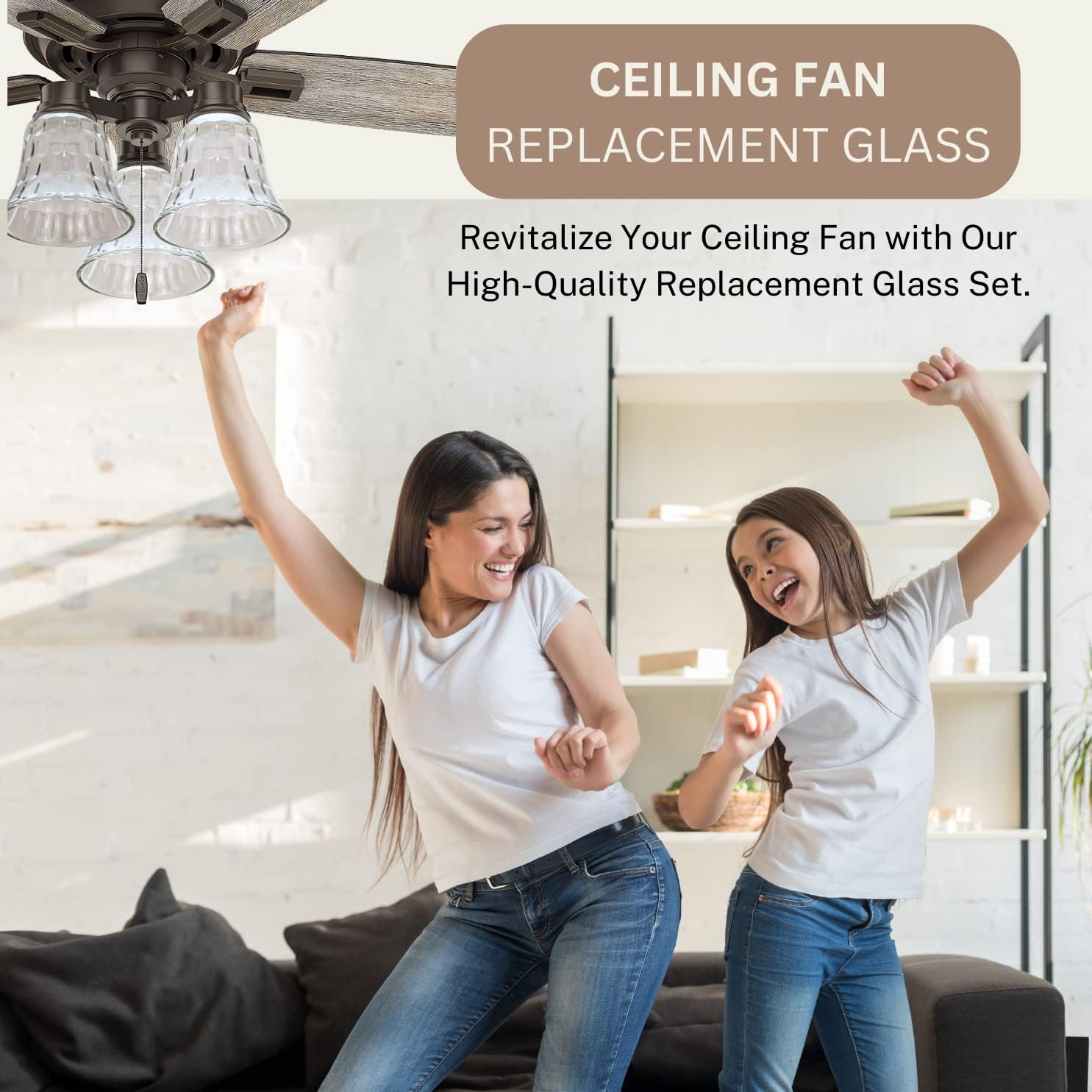 LIGHTACCENTS Ceiling Fan Light Covers For Ceiling Fan Light Kit - Clear Wave Glass Shade Light Covers For Ceiling Lights Fixture Replacement Globes & Shades Ceiling Fan Globe Replacement (4-pack)