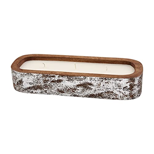 Mud Pie Long Wood Vanilla Scented Candle, Silver, 4.5" x 13"