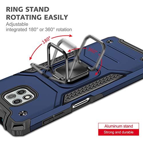 Amytor Designed for Motorola Moto G Power 2021 Case [2 x Tempered Glass Screen Protector] [ Military Grade ] 17Ft. Drop Tested Armor Protective Phone Case with Magnetic Car Mount Ring Kickstand (Blue)