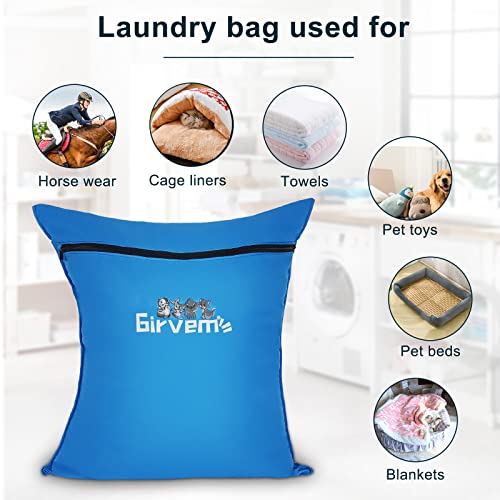 Pet Laundry Bag to Stops Pet Hair Blocking The Washing Machine Pet Laundry Helper for Guinea Pigs, Rabbits, Small Animal Fleece Bedding, Midwest Cage Liners, C&C Cage Liners, and More, Blue