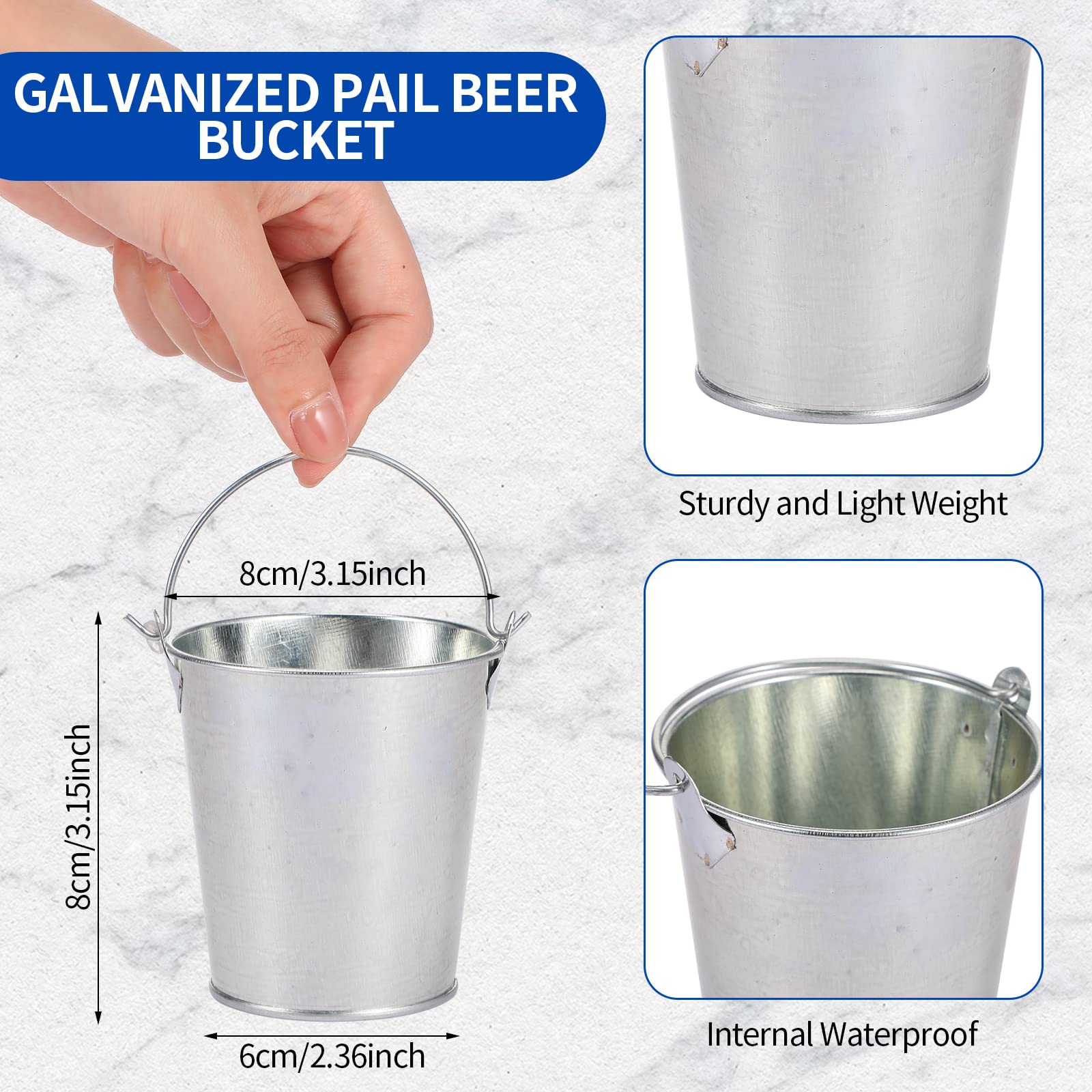 Didaey Mini Metal Buckets with Handles Galvanized Buckets 3.15 Inch Mini Container Pails for Metal Tin Plant Holder Pail for Wedding Decoration Party Favor(Silver,28 Pcs)