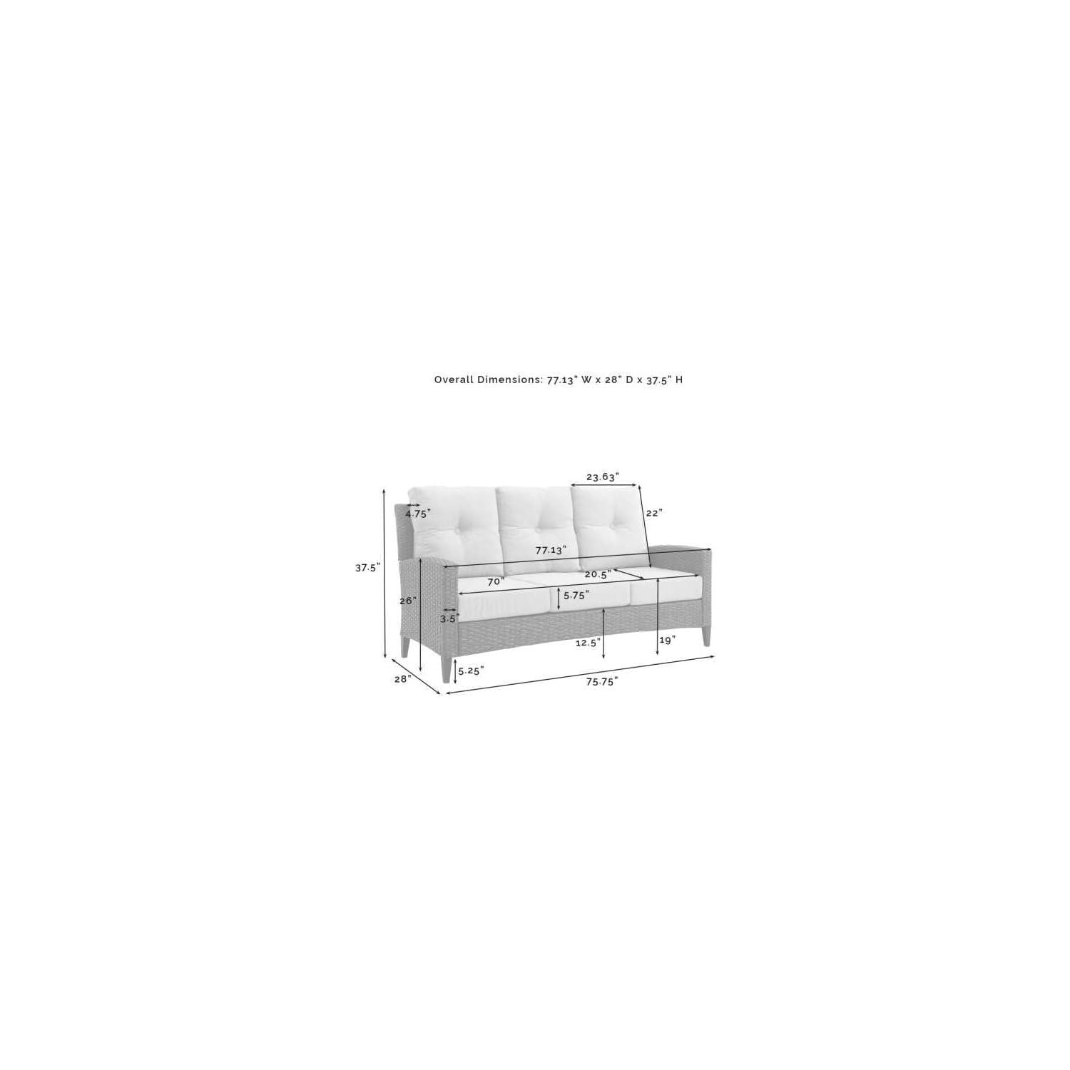 HonmeStock Urban Oasis Plush Upholstery Fabric Classic Outdoor Wicker High Back Sofa Oatmeal/Light Brown - 28" D x 77.13" W x 37.5" H
