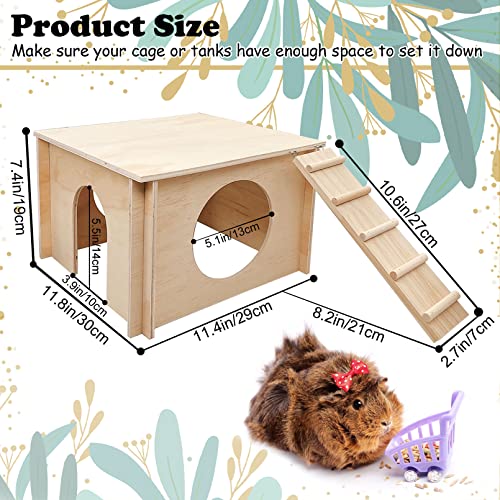 kathson Guinea Pig Hideout, Small Animal Hideaway Wooden House with Window and Ladder, Suitable for Hamsters, Chinchillas Small Animals