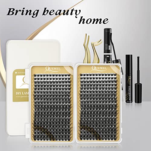 QUEWEL Lash Clusters 480 Pcs Individual Lashes Mix10-18mm Cluster Lashes Practical Soft Comfortable DIY Lash Extensions Lasting Enlarged Eyes (Mega-Mix10-18)