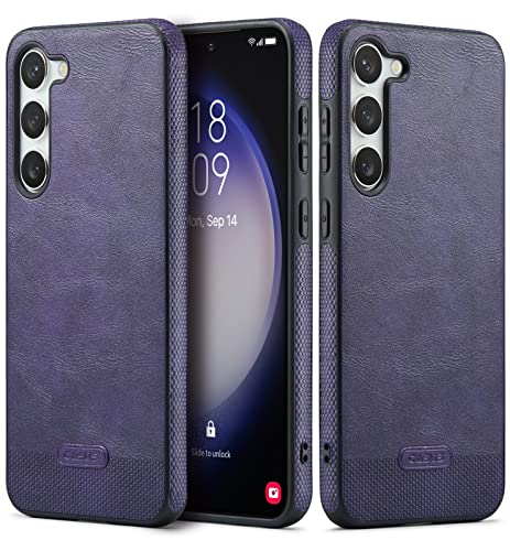 Casus Designed for Samsung Galaxy S23 Case Vegan Leather Slim Classic Luxury Elegant Thin Protective Cover (2023) 6.1" - Purple