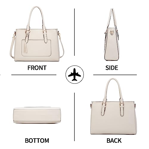Laptop Tote Bag for Women, Cute Computer Bag Large Laptop Purse Shoulder Handbag Work Tote Briefcase Top Handle Satchel for Women - Beige