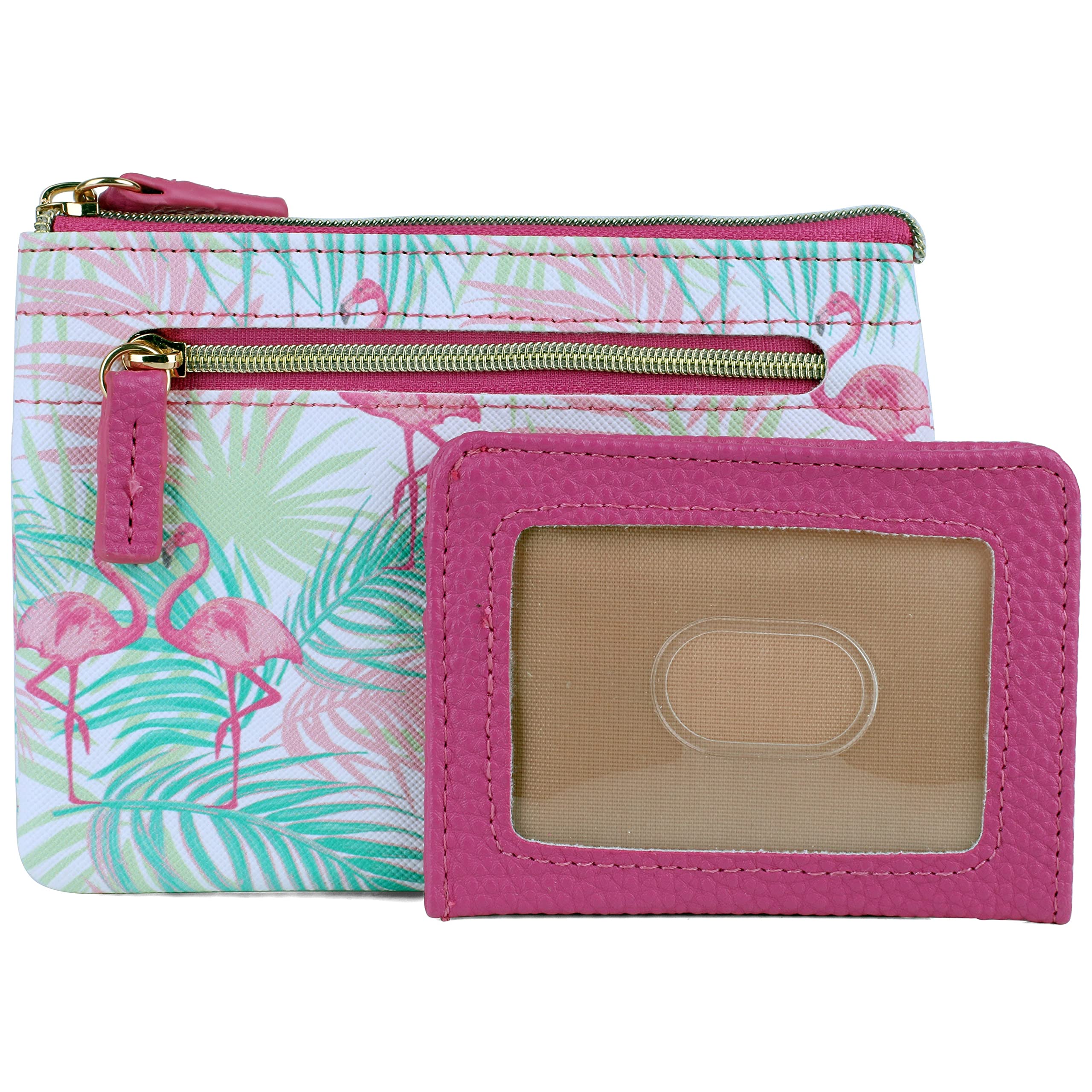Julia Buxton Flamingo Printed Vegan Leather lg. ID coin case
