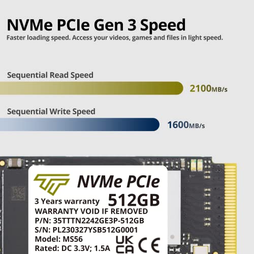 Timetec 512GB M.2 2242 SSD NVMe PCIe Gen3x4 3D NAND TLC Read/Write Speed Up to 2,000/1,500 MB/s Compatible with Lenovo Thinkpad E15 / ThinkPad 11e Yoga Gen 6, Laptop and Desktop