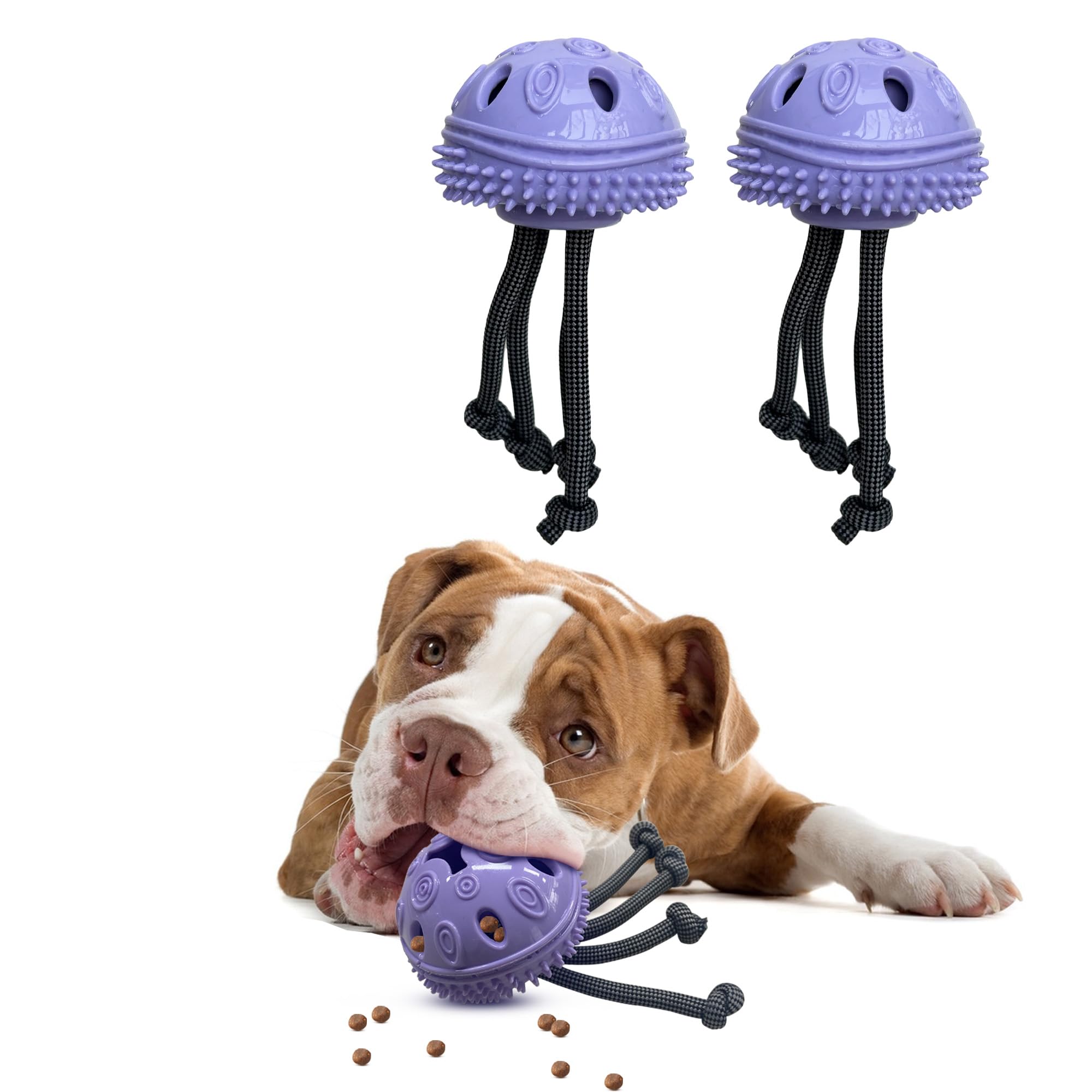 3-in-1 Dog Toy, Floating Dog Toy,Dog Water Toy for Pool & Beach, Dog Chew Teeth Cleaning Toy for Aggressive Chewers,Natural Jellyfish Leaky Food Toy for Large Medium Small Dog (2 Pack)