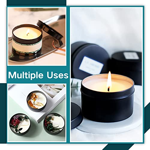 SHOCHX 24 Pack Black Aluminum Candle Tin Jars for DIY Candle Making, Storage & Gifts