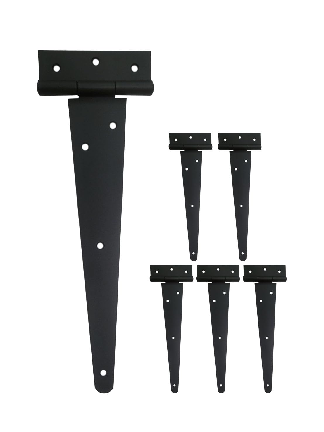 QCAA Extra Heavy Duty Tee Hinge, 14" X5" x3.0mm, Steel, Elegant Sanded Matte Black, 6 Pack