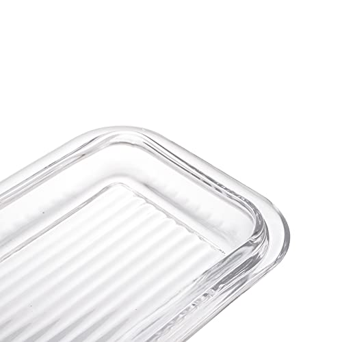 ZEAYEA 2 Pack Glass Butter Dish with Lid, Glass Butter Keeper, 100% Food Safe Clear Butter Serving Dish with Cover for Cream Cheese, Cake, Salad, Candy, Hold 2 Standard Stick Butter
