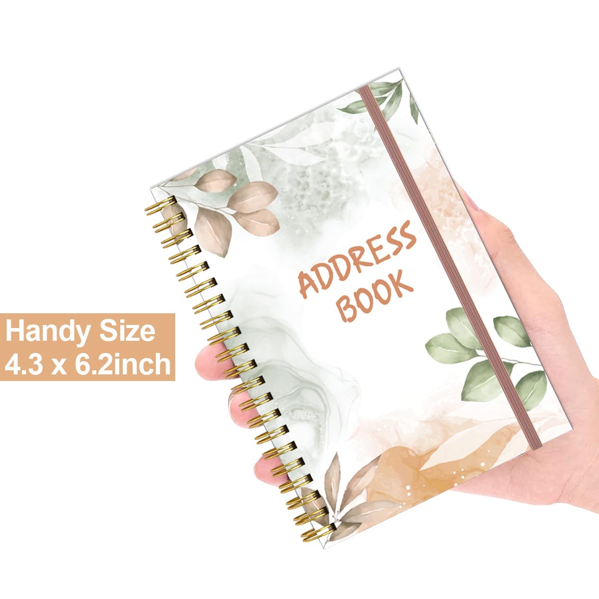 Address Book with Alphabetical Tabs - Telephone & Address Book with Address Contacts, Special Date, Phone, Birthday & Internet Login Password for Home and Office, 4.3" x 6.2", Rose Leaf