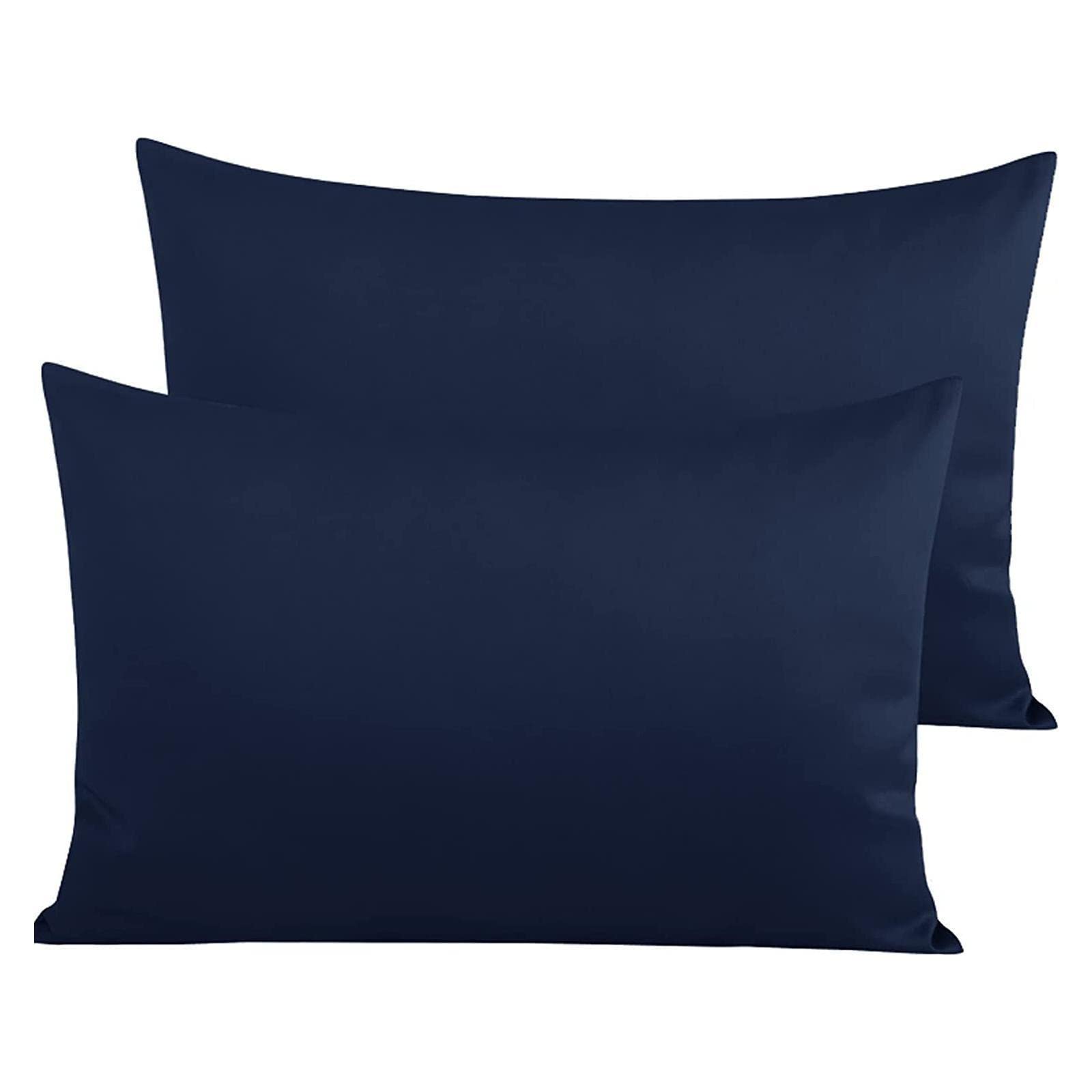 CHTENZY 100% Cotton Pillowcase 2 Pack, Suitable for Hair and Skin, Pillowcase Standard Size Set of 2, Microfiber Soft and Comfortable, Multiple Colors NavyBlue Standard20 x26