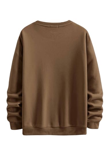 GORGLITTER Men's Vintage Graphic Print Crewneck Sweatshirt Long Sleeve Casual Streetwear Pullover Top Coffee Brown X-Large