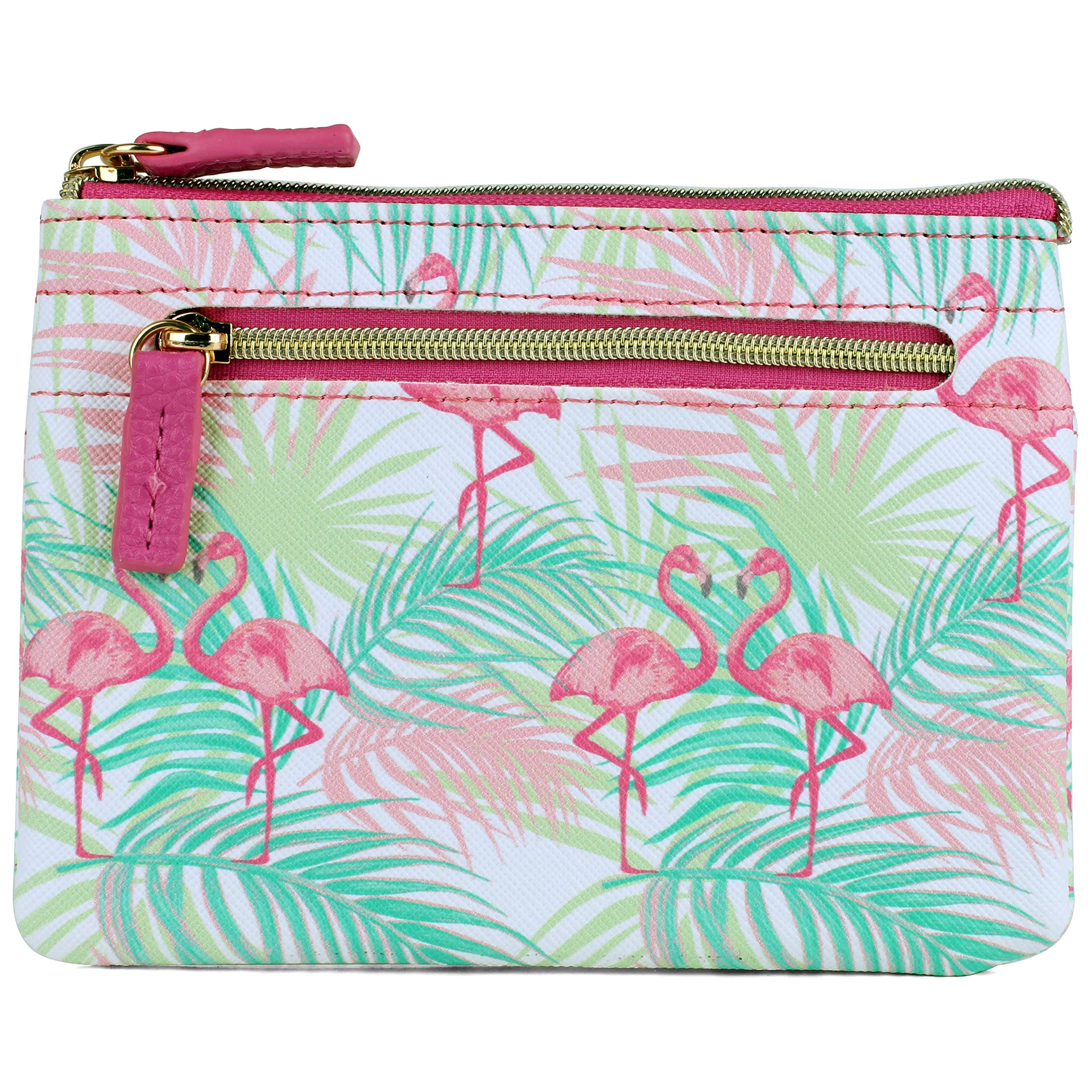 Julia Buxton Flamingo Printed Vegan Leather lg. ID coin case