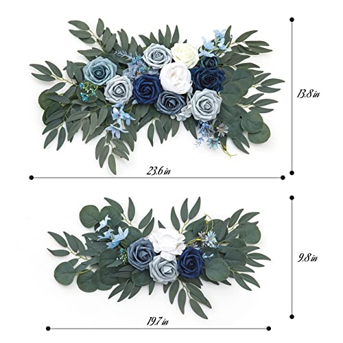 mankayoo Artificial Flower Swag Wedding Arch Flowers (Pack of 2) for Wedding Welcome Reception Ceremony Signs and Entrance Backdrop Floral Swag Decoration (Dusty Blue)