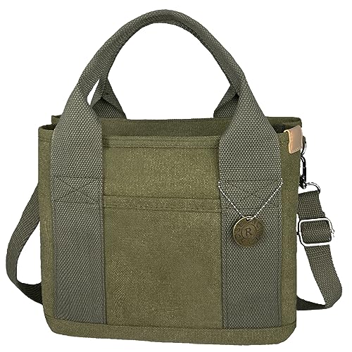 Women Small Tote Bag Handbag Satchel Bag Mini Canvas Tote Hobo Bag Fashion Stylish Crossbody Bags with Detachable Strap(Military Green)