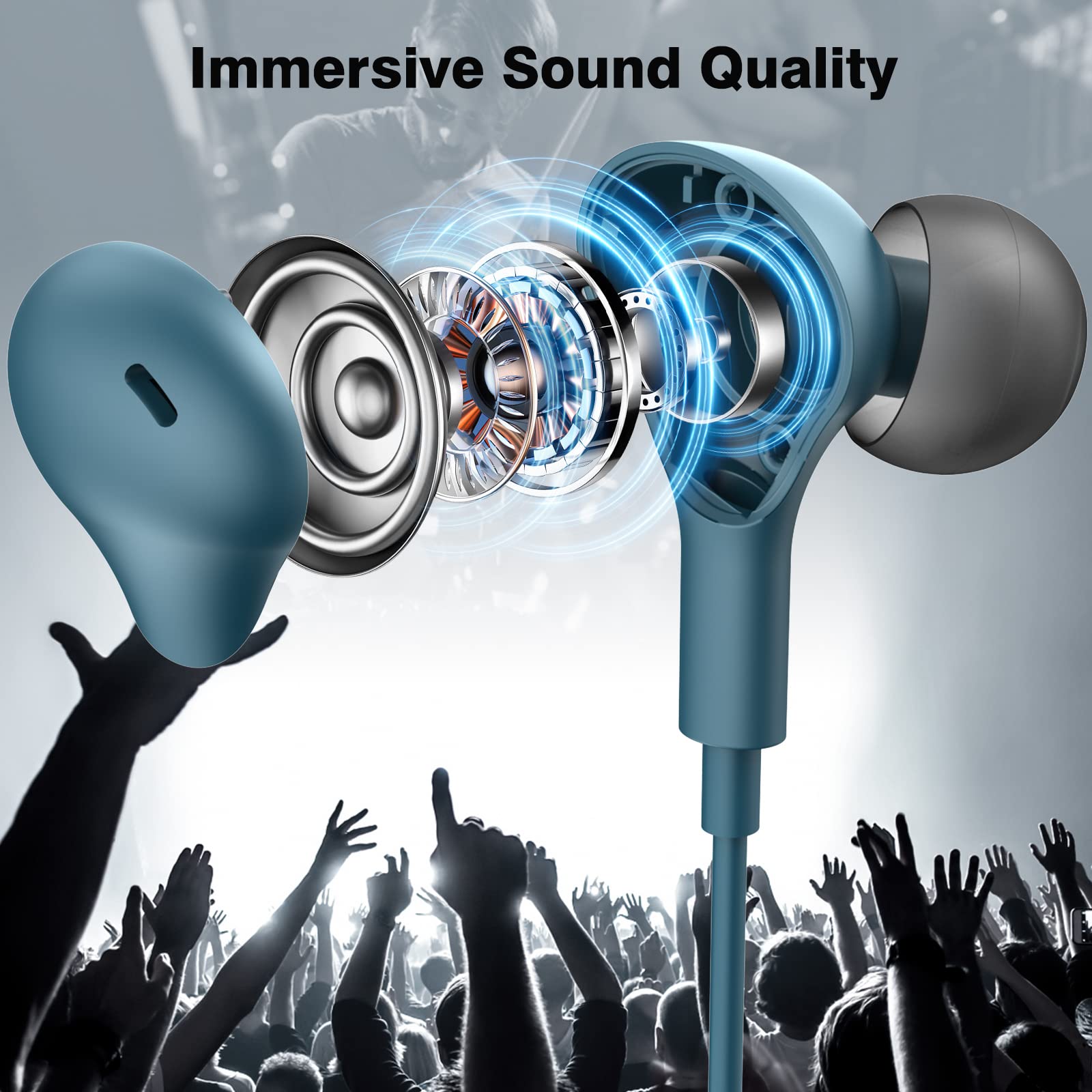 APETOO USB C Headphones for Samsung S24 Ultra S23 S22 S21 FE Plus A35,iPhone 15 Plus 16 Pro,iPad 10,Magnetic Wired Earbuds Noise Canceling in-Ear Type C Earphone Mic Volume Control for Pixel,OnePlus