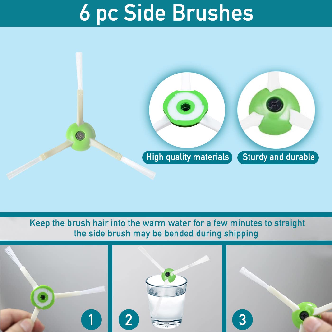 NEACUTE Vacuum Cleaner Attachments Replacement Parts - Compatible for iRobot Roomba i3 i4 i6 i7 i8 i8 E5 E6 E7 &J7, 2 Roller Brushes, 6 HEPA Filters, 6 Side Brushes, 6 Dust Bags