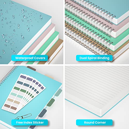 SOILHQ 4 Pack Spiral Notebook - A5 Lined Journal Notebook 7mm College Ruled Paper 5.7 x 8.3 inches Notebooks for School 80 Sheets/160 Pages,Journals for Work,Study and Notes