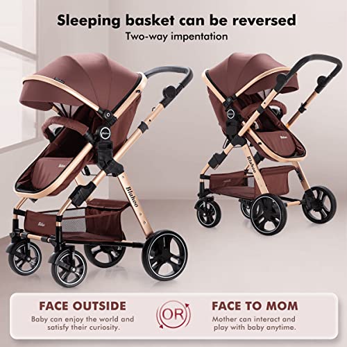 Blahoo Baby Stroller for Toddler .Foldable Aluminum Alloy Pushchair with Adjustable Backrest.Bassinet Stroller Adjustable Direction