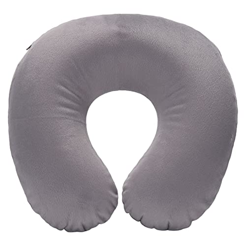 Inflatable Travel Neck Pillow for Airplane U-Shaped Neck Cushion Plush Fabric Headrest Sleep Office Napping Pillow Orange