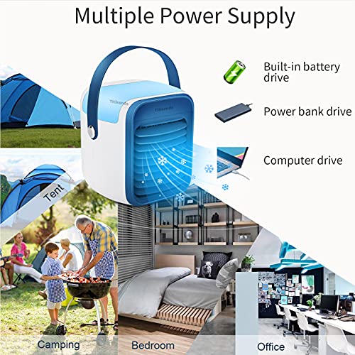 Portable Air Conditioner, Portable Evaporative Cooler, Suitable for Bedside, Office, tent, baby's room and Study Room, misting design, Quick & Easy Way to Cool personal Space, As Seen On TV, Cordless&Rechargeable