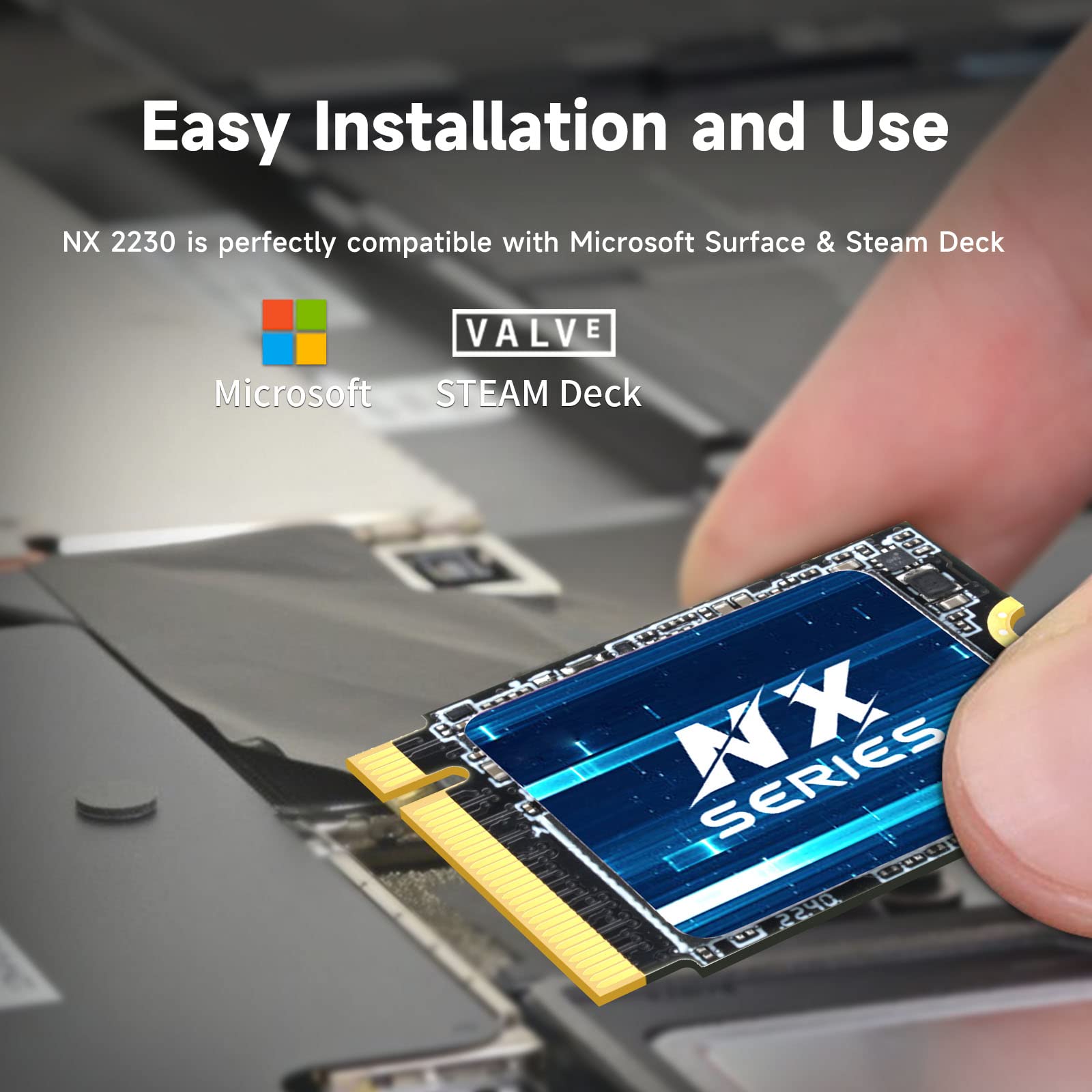 KingSpec 512GB 2230 SSD NVMe Gen3x4, M.2 PCIe 3.0 SSD with 3D NAND Flash, Internal Solid State Hard Drive for Steam Deck & Surface Pro (Read Speed up to 3500MB/s)