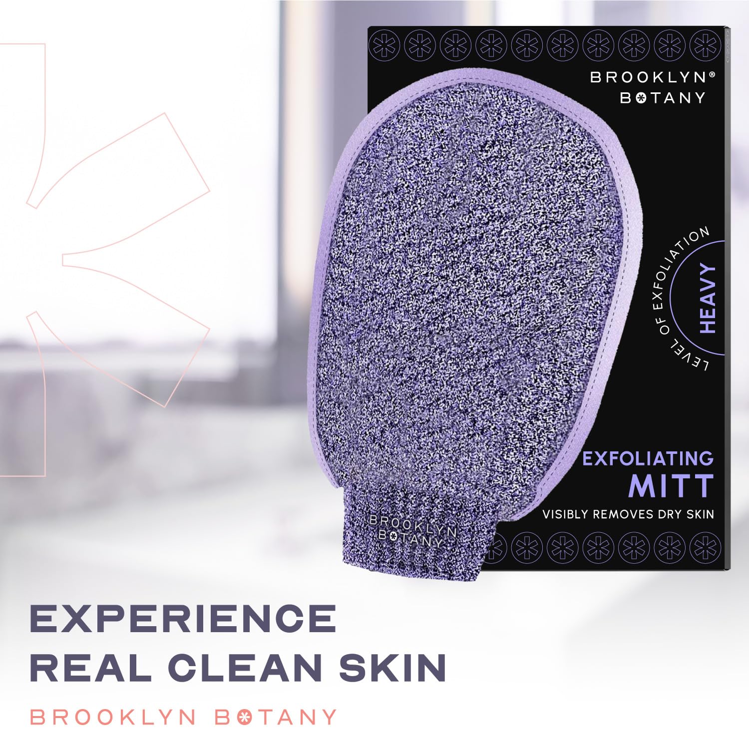 Brooklyn Botany Exfoliating Mitt for Bath and Shower β Heavy Duty Exfoliating Body Scrubber for Massage and Dead Skin Remover for Body β 1 Mitt