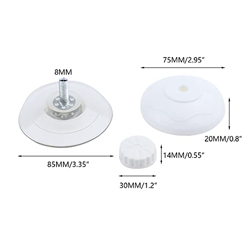 Coshar 4 Pack M8 Screw Nut Suction Cup with Cap Nut 3.35" Suction Cup for Cat, Bathroom, Kitchen, White