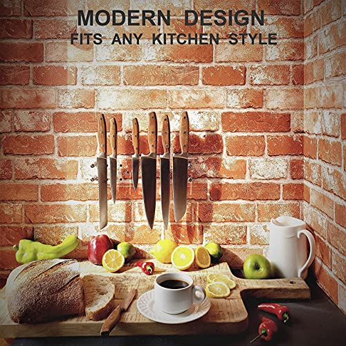 Rocky Barn Magnetic Knife Holder for Wall, Modern Transparent Magnetic Knife Strip Bar Rack, Magnet Knife Hanger, Kitchen Knife Utensil and Tool Storage, Magnetic Kitchen Wall Organizer, 12,6x3 inch