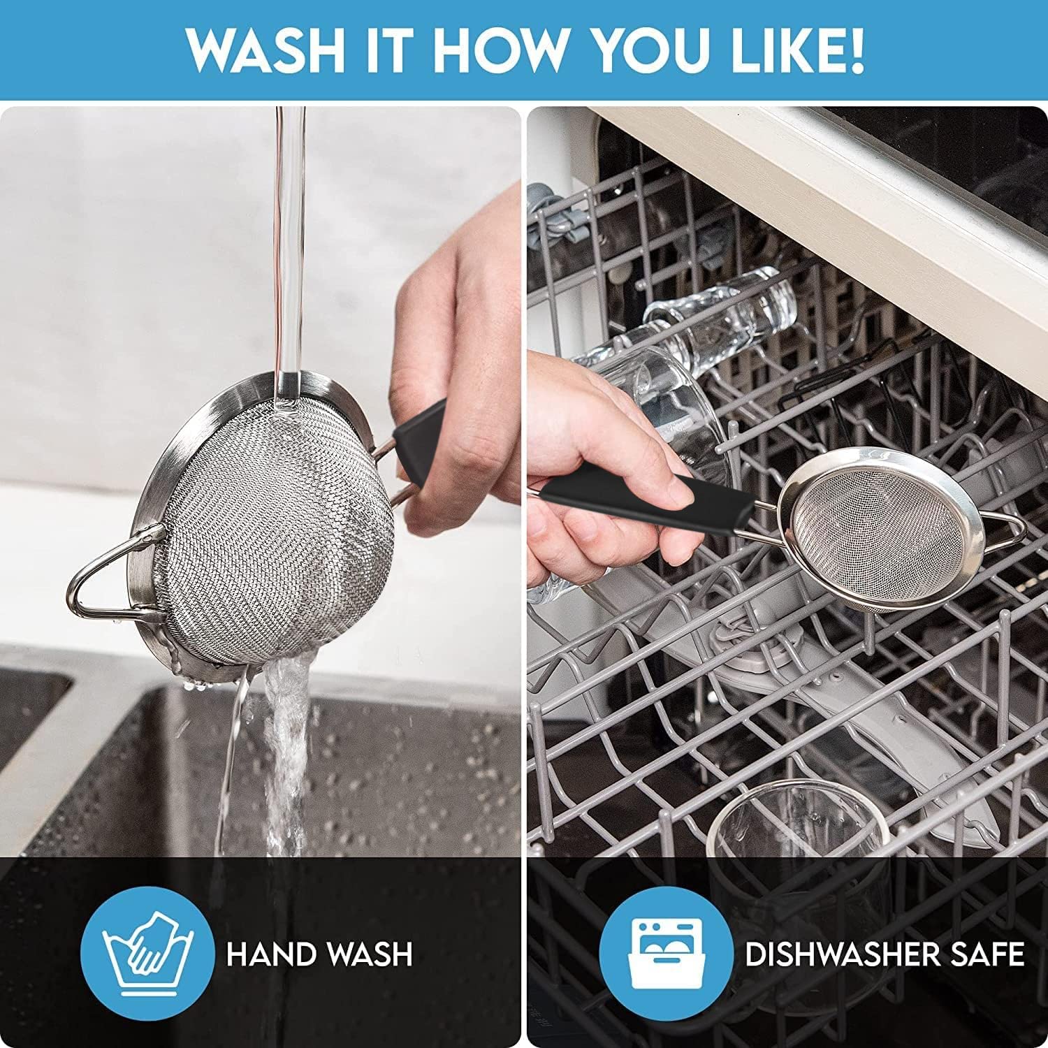 Kafoor Fine Mesh Strainer - 3.4 Inch Round Sieve - Tea Strainers for Loose Tea, Coffee Strainer, Food Strainer, Juice Strainer, and Much More!