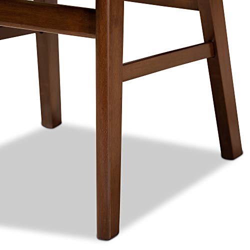 Baxton Studio Euclid Dining Chair Set Sand Fabric Upholstered and Walnut Brown Finished Wood 2-Piece Dining Chair Set