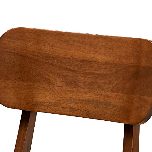 Baxton Studio Euclid Dining Chair Set Sand Fabric Upholstered and Walnut Brown Finished Wood 2-Piece Dining Chair Set