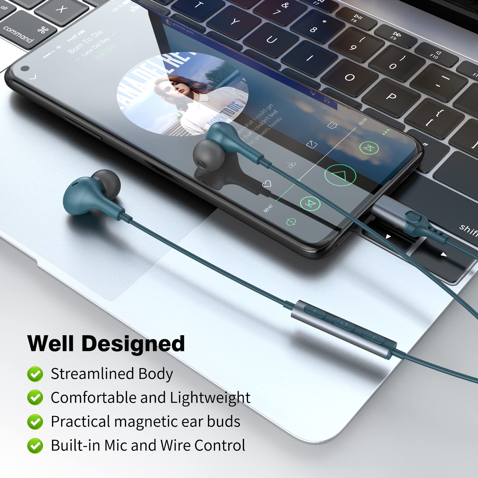 APETOO USB C Headphones for Samsung S24 Ultra S23 S22 S21 FE Plus A35,iPhone 15 Plus 16 Pro,iPad 10,Magnetic Wired Earbuds Noise Canceling in-Ear Type C Earphone Mic Volume Control for Pixel,OnePlus