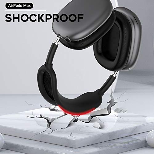 Seltureone Compatible for AirPods Max Headband Cushion, Silicone Earphone Protective Dustproof Sweat Proof Cover Accessories for AirPod Max Headphones Knit Mesh, Black