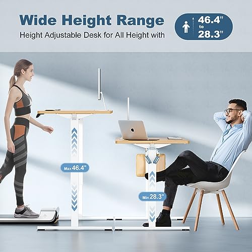 OLIXIS Electric Standing Desk - Height Adjustable Desk, 63 x 24 Inches Ergonomic Stand up with Memory Preset, Sit Computer Home Office Table T-Shaped Metal Bracket, Natural
