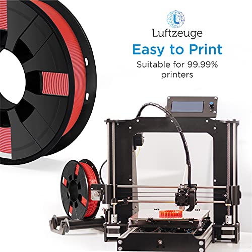 Luftzeuge PLA Filament 1.75mm with Excellent Adhesion - Dimensional Accuracy +/- 0.03mm for High Precision - Fit Most FDM Printers - 0.25KG Per Spool - 4 Colors Bundle (Black, White, Blue, Red)
