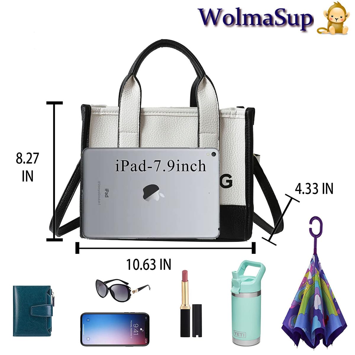 WolmaSup The Tote Bag for Women Leather The Tote Bag Dupes Mini Handbags White Black