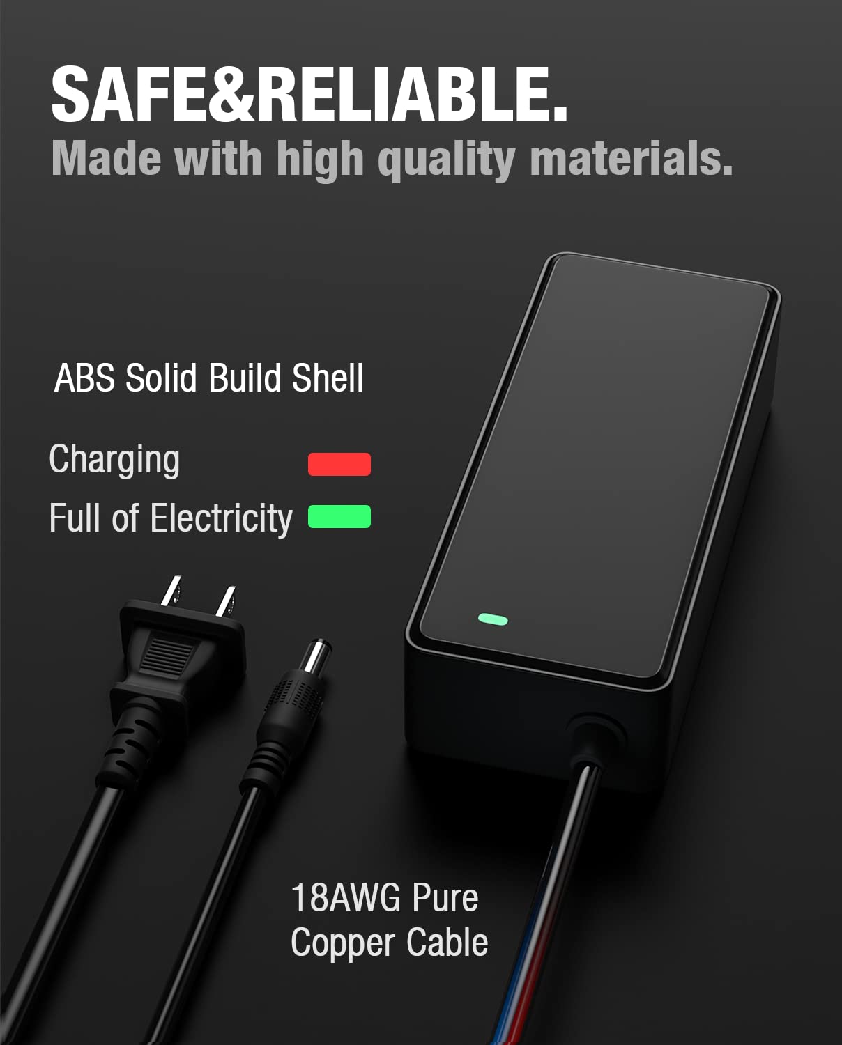 54.6V 2A eBike Charger for 48V Lithium Battery Compatible with 48V Lectric XP 1.0/2.0/3.0,Lectric XPremium, DC 5.5-2.5/2.1mm Bicycle Battery Charger Power Adapter