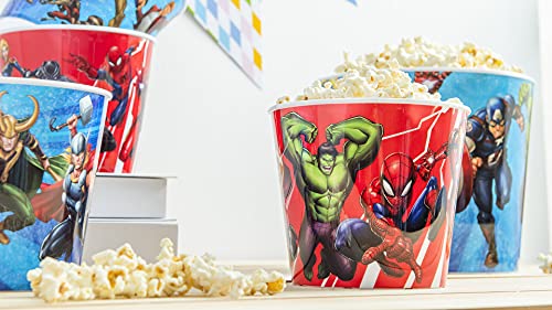 Zak Designs Marvel Universe Movie Night Family Reusable Popcorn Bowl Set with Serving Container and Individual Cups, Reusable and Made From Durable Plastic (5 Pieces, Non BPA)